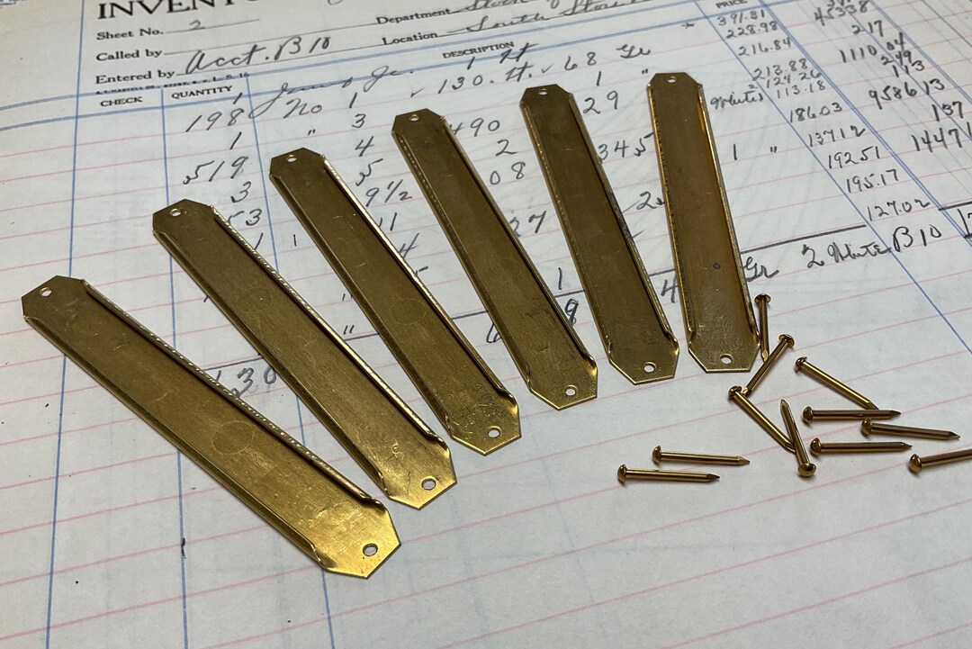 6 Brass File Drawer Label Holders - Etsy