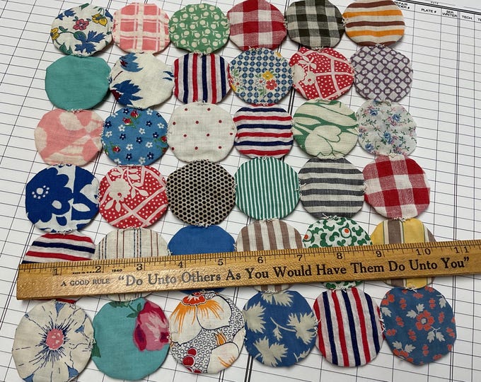 Reserved Listing 14 Vintage Fabric Yo Yo Quilt Blocks for Junk Journals ...