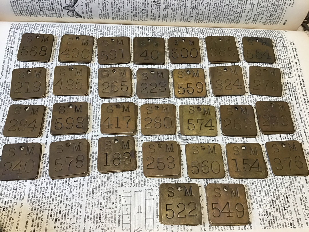 2 Matching Brass Number Tag, Vintage Aged Patin, Sold as a Pair - Etsy