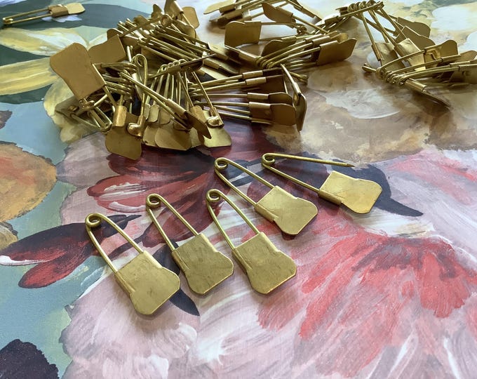 5 Brass Blank Pins, Military Laundry Pins, Distressed Patina, for Junk ...