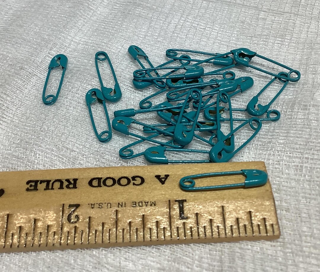 Vintage Aqua Enamel Safety Pins: 7/8" Brass Craft Supplies - Etsy