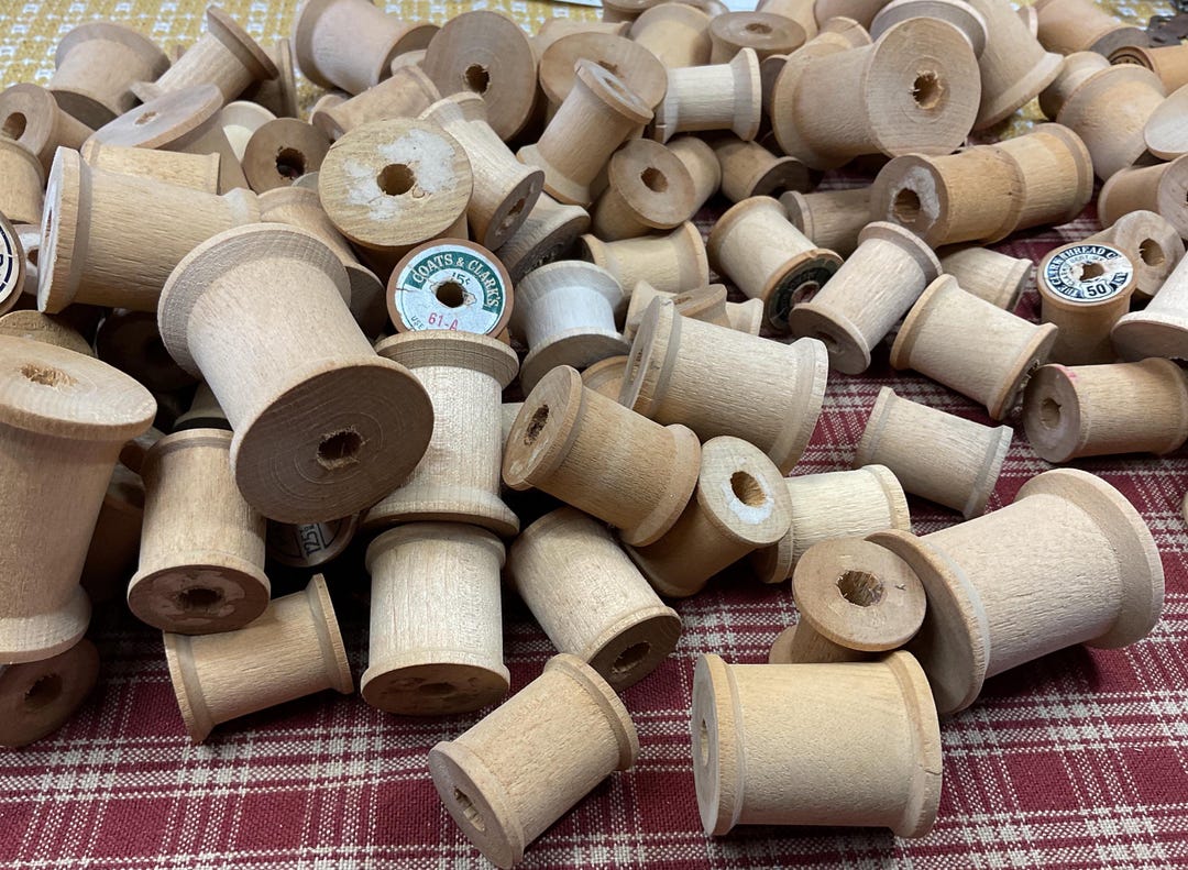 10 Vintage Wooden Spools, Empty Thread Spools, Lightly Aged Patina ...