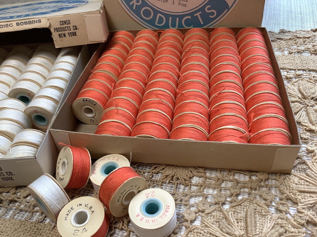 6 Vintage Thread Disc Bobbins, 3 Orange & 3 White - Etsy