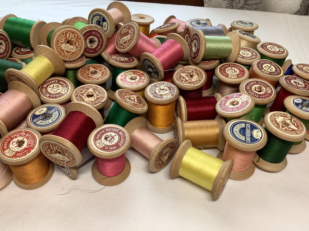 6 Vintage Wooden Thread Spools, Aged Patina, Random Lot of 6 - Etsy