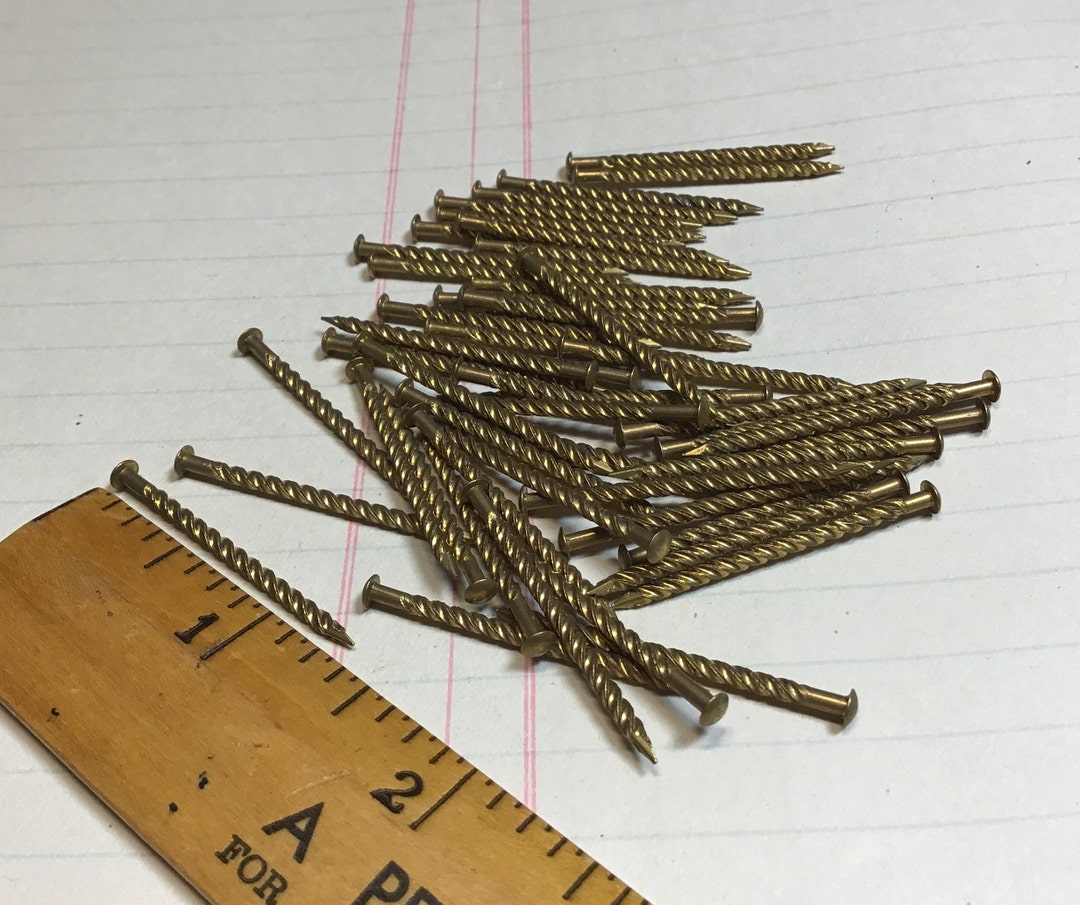 50 Spiral Brass Nails 1 1/4 Long - Etsy