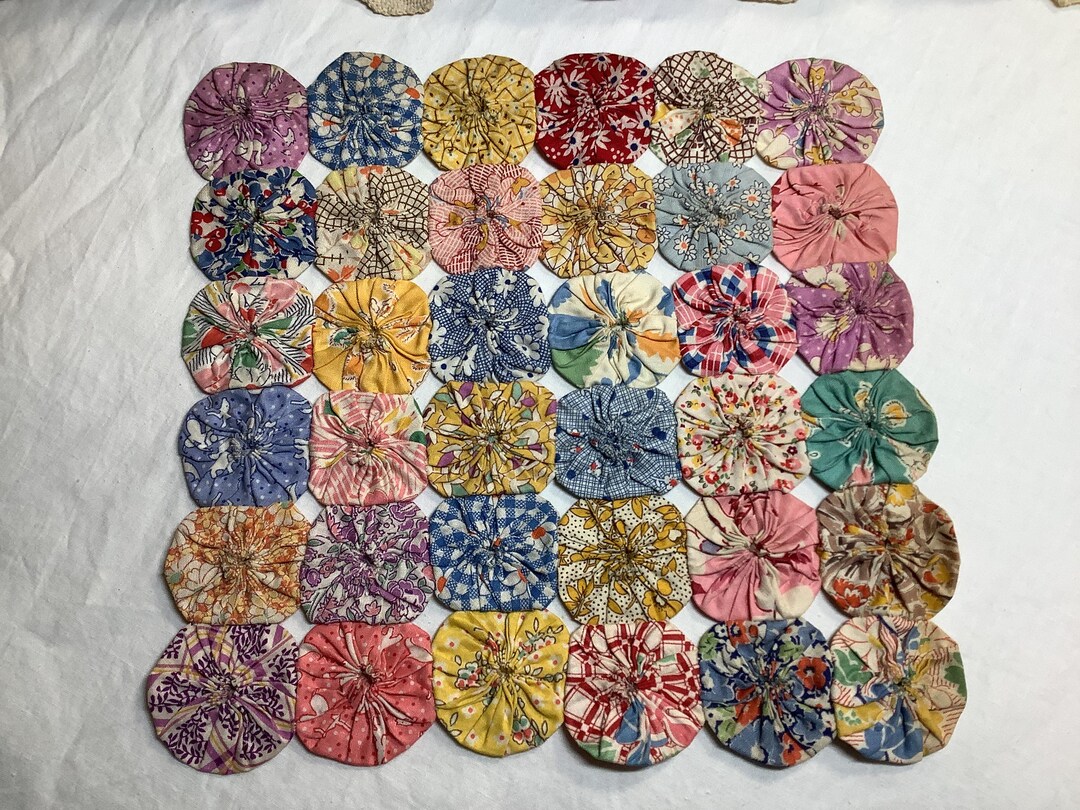 Vintage Yoyo Quilt Block for Junk Journals, Slow Stitching and More! - Etsy