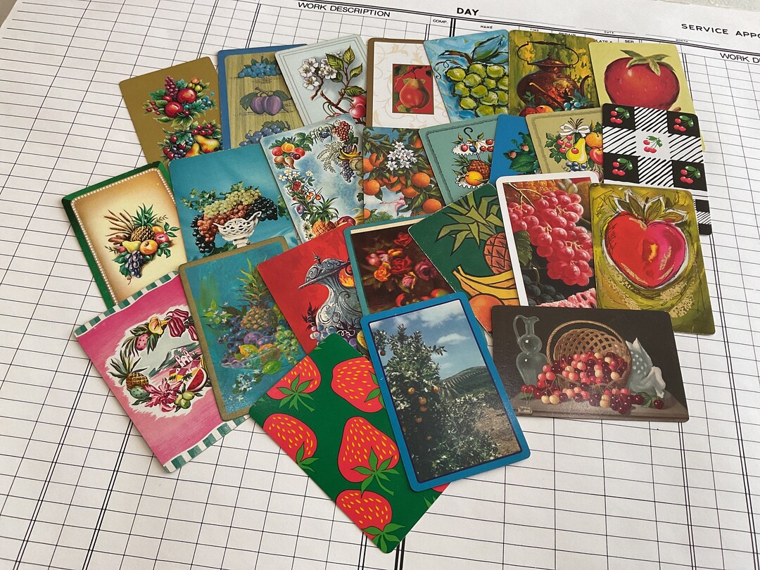 25 Vintage Playing Cards, Assorted Fruit Designs - Etsy