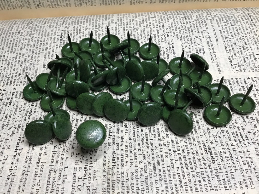 50 Green Upholstery Tacks Vintage Old Stock - Etsy