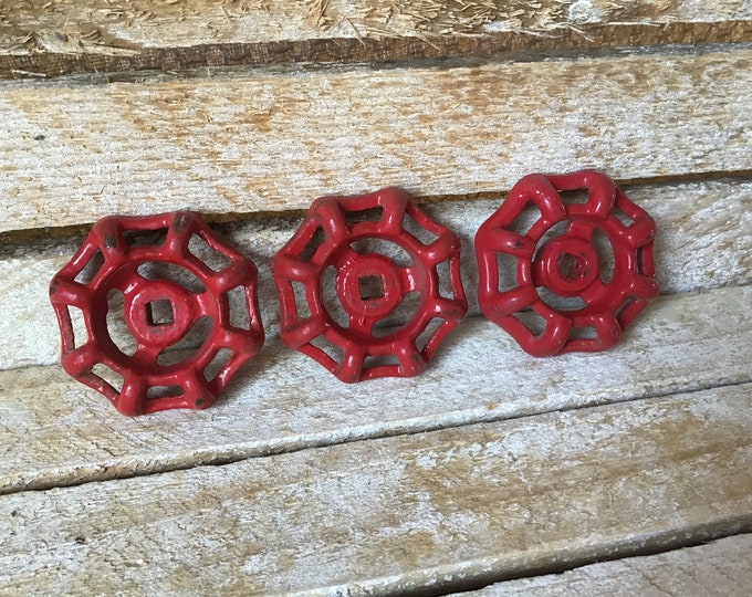VALVE HANDLE KNOBS - 3 Red Water Faucet Valves, Steampunk Valves - Etsy