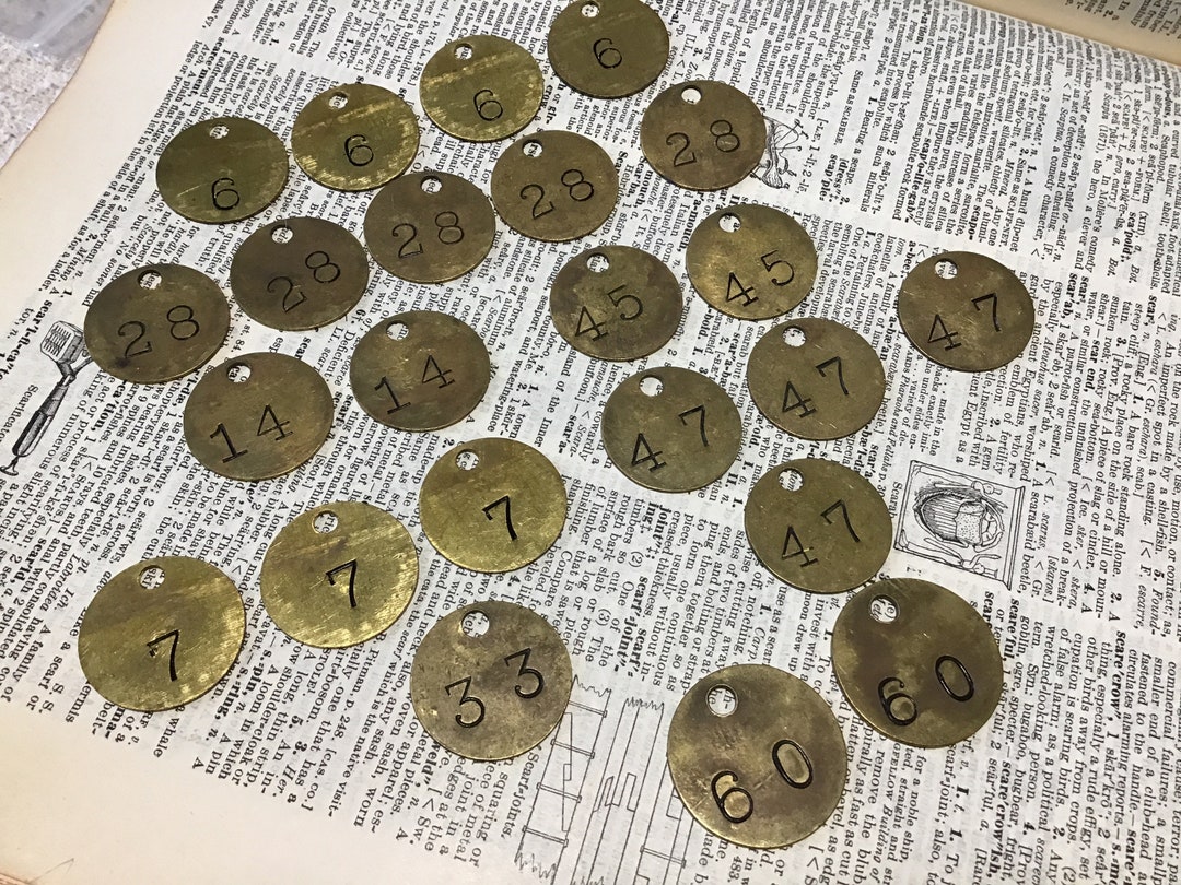 1 Brass Number Tag, Vintage Aged Patina - Etsy