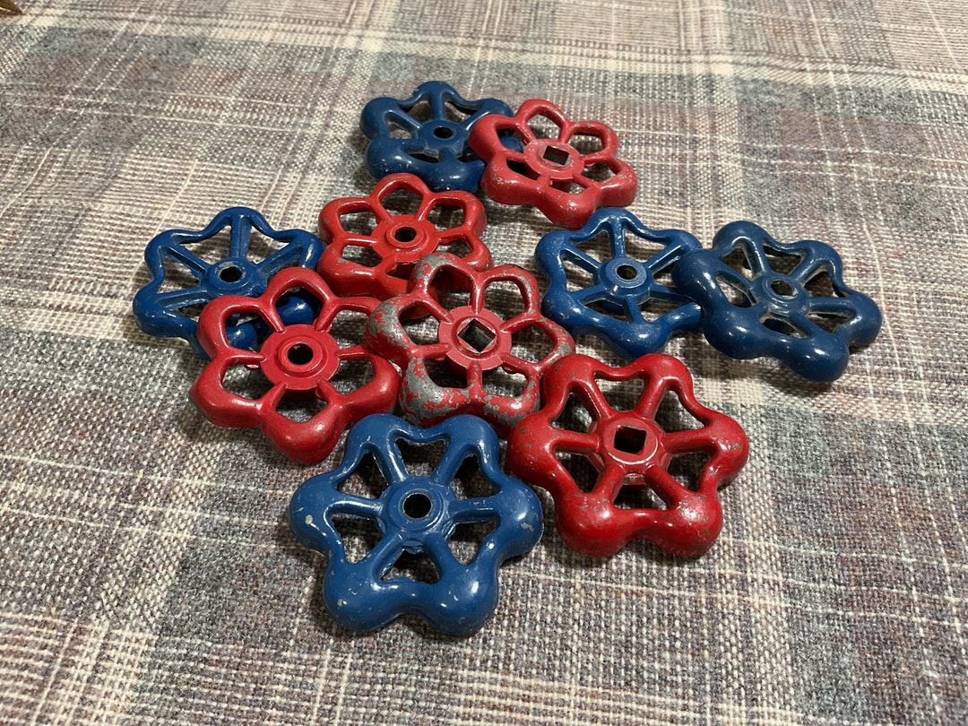 10 Shabby Chippy Red & Blue Valve Handles, Light Weight Aluminum - Etsy