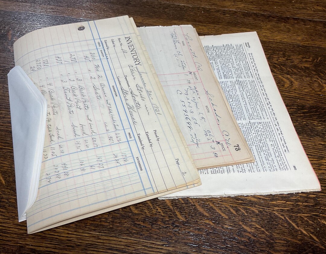 Vintage Ledger Inventory Dictionary Paper Page Lot, Aged Fragile ...