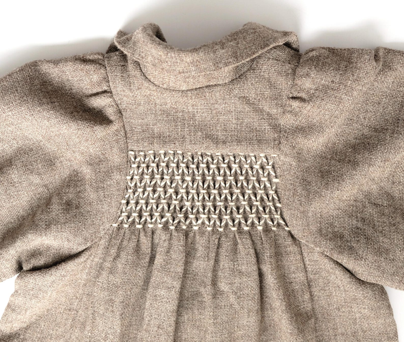 Anna Roose 1970s Vintage Farmer's Smock in Hand Woven Brown Wool, Small ...