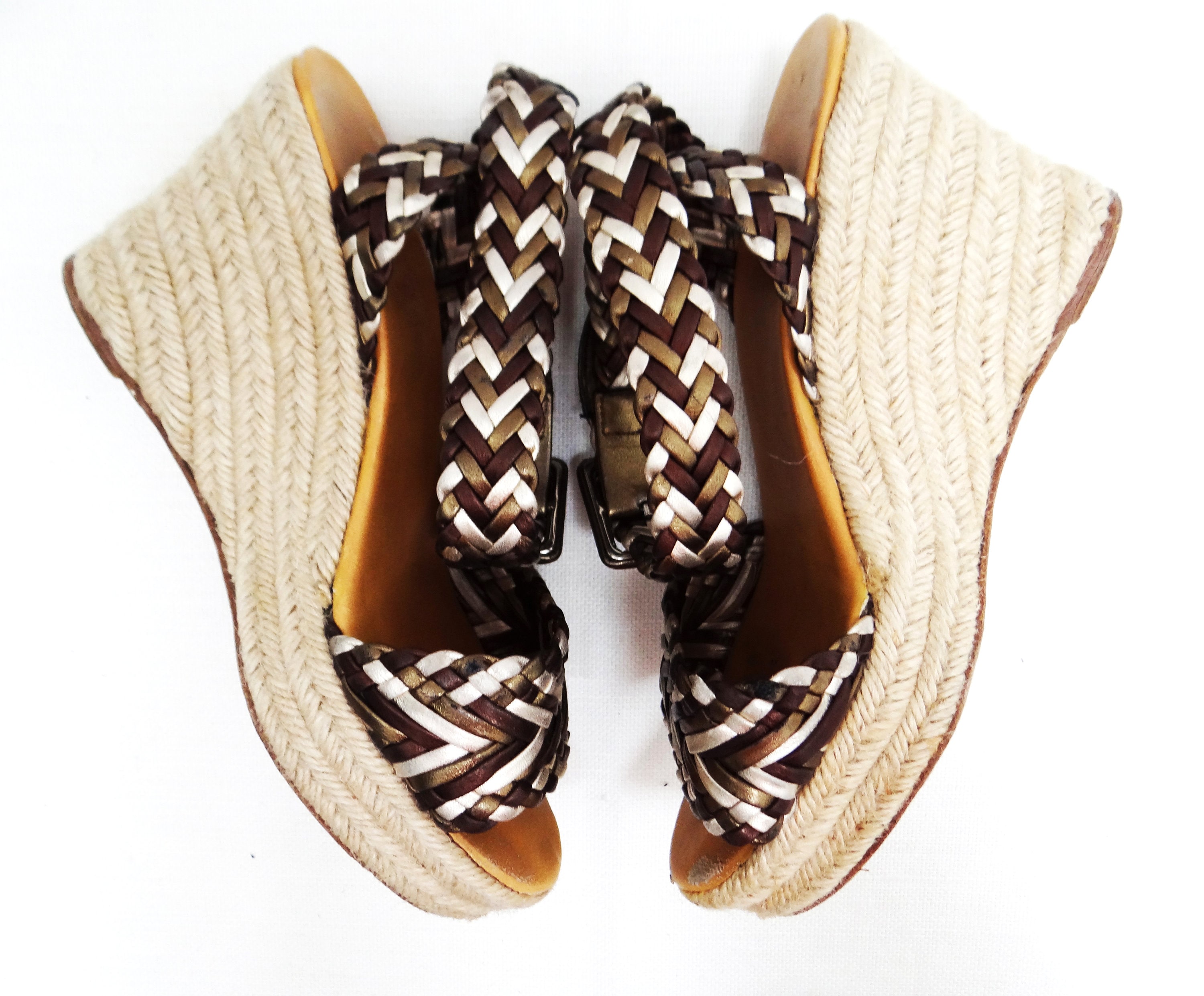 Hermes Rope Soled Platform Wedges With Plaited Straps, UK4 - Etsy UK