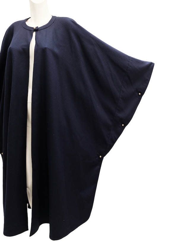 Chloe Vintage Cape in Navy Wool, Large - Gem