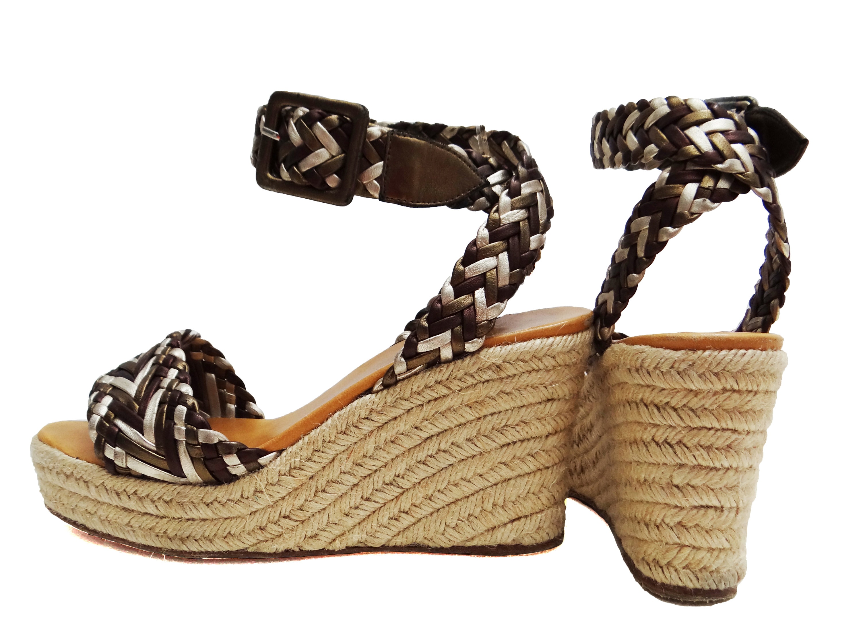 Hermes Rope Soled Platform Wedges With Plaited Straps, UK4 - Etsy UK
