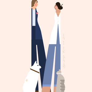 Retrato de dibujos animados personalizado de pareja como sentimental ...