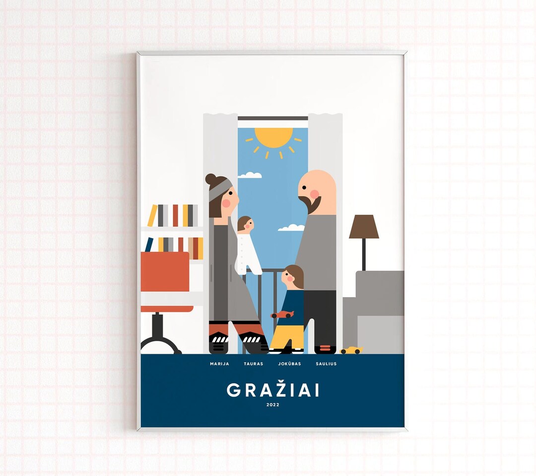 Personalized Family Portrait With a Custom Background. Family ...