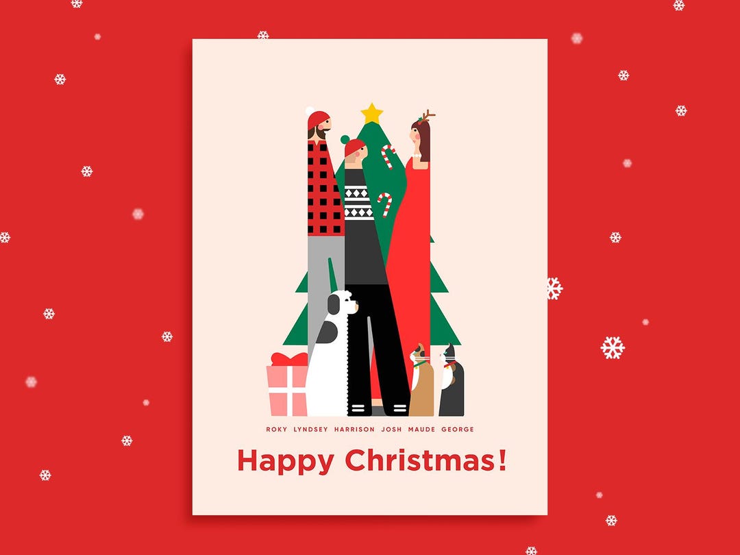 Custom Christmas Card Portrait – Modern Family Illustration (digital ...