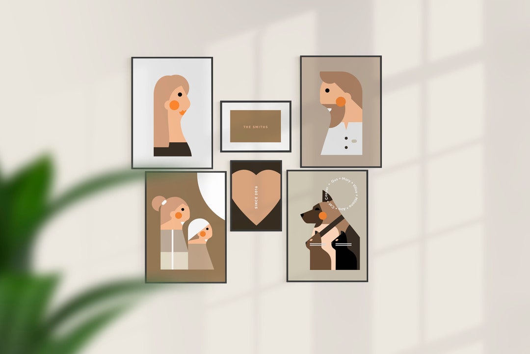 Personalized Family Portrait Illustration as Maximalist Wall Decor ...