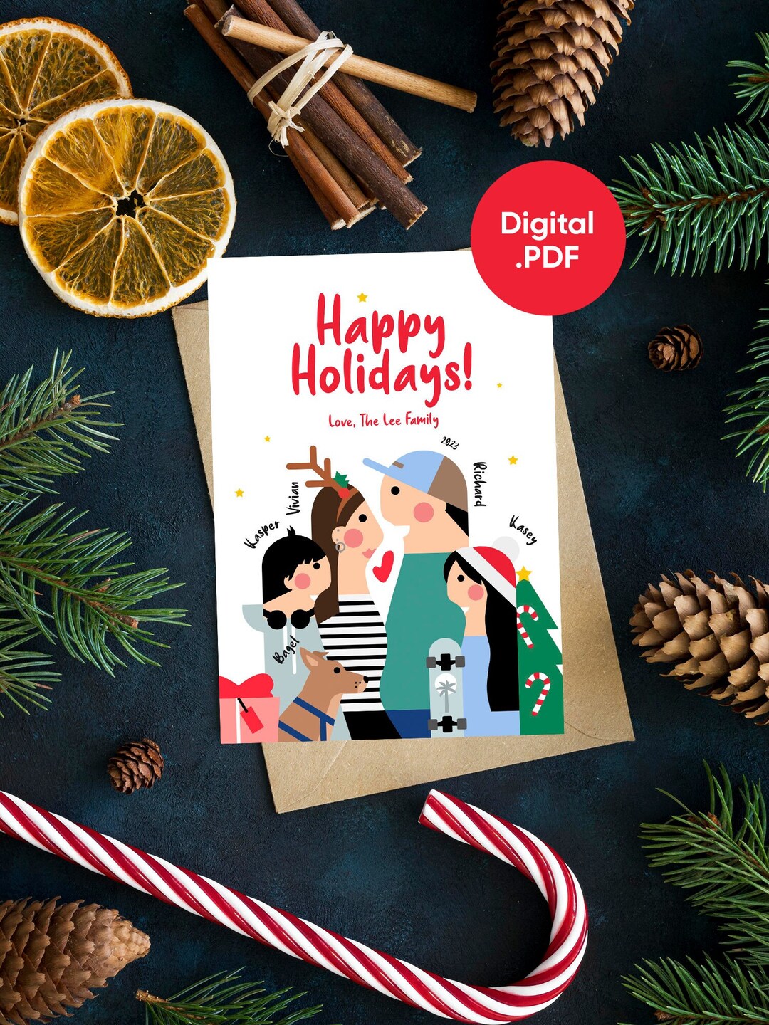 Custom Family Portrait Holiday Card - Personalized Christmas Card Made ...