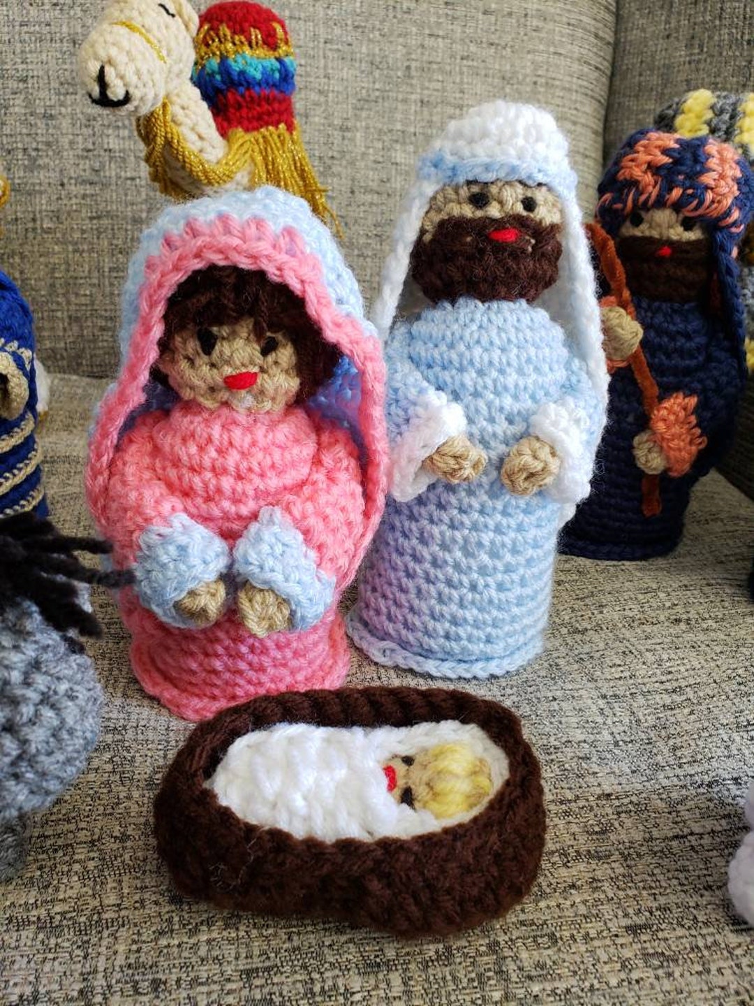 Handmade Christmas Nativity, Full Set 15 Pieces. Mary, Joseph, Baby ...