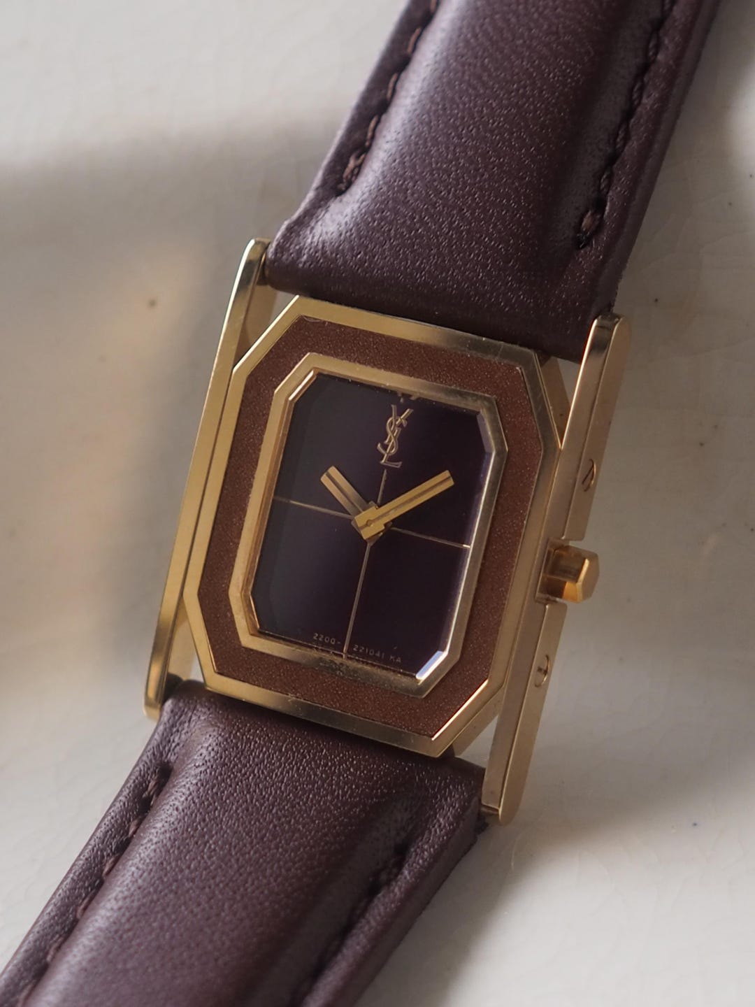Yves Saint Laurent YSL Square Watch Wristwatch Unisex Logo Gold Color ...