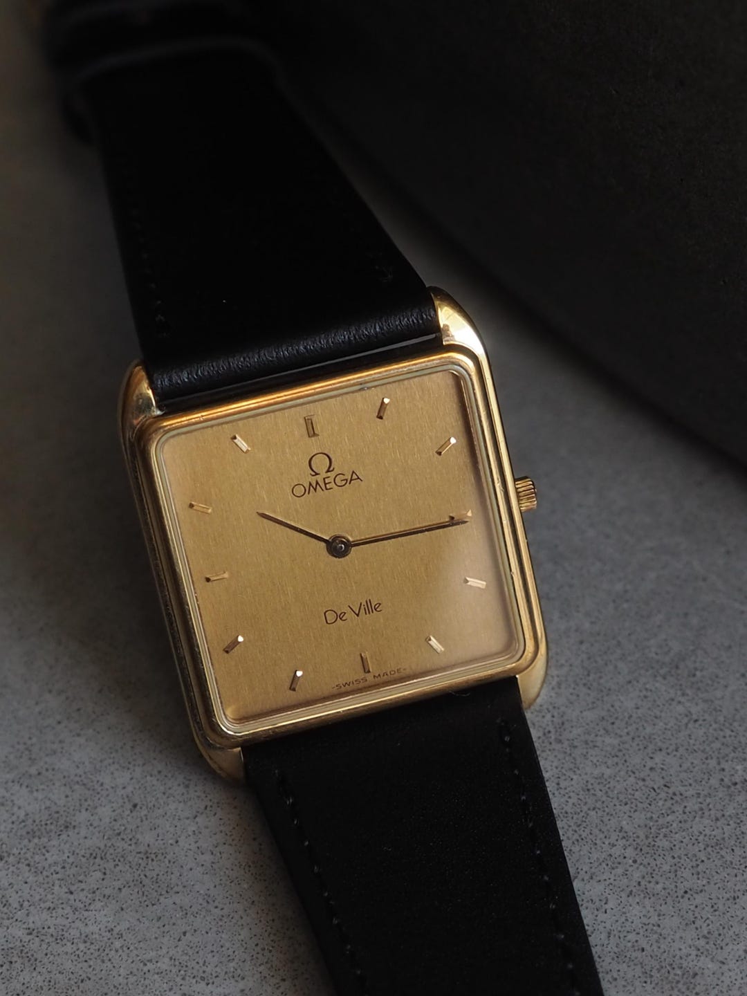 OMEGA DE VILLE Square Quartz Watch Wristwatch Gold Color Stainless ...