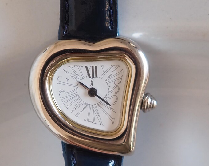 Yves Saint Laurent YSL Heart Watch Wristwatch Logo Silver Color ...
