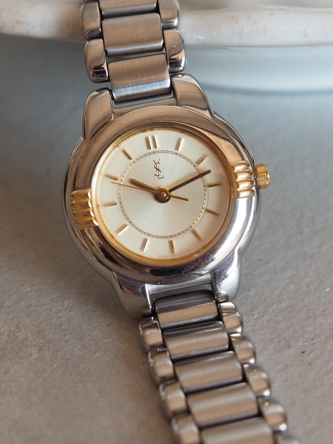 Yves Saint Laurent YSL Watch Wristwatch Logo Silver Gold Color ...