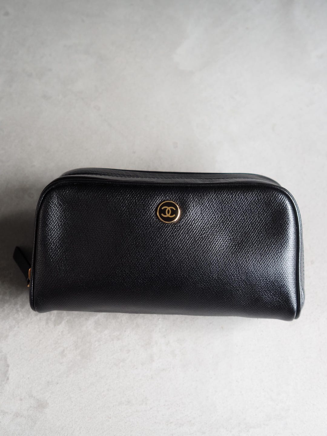 CHANEL COCO Button Pouch Purse Leather Black Authentic Vintage - Etsy