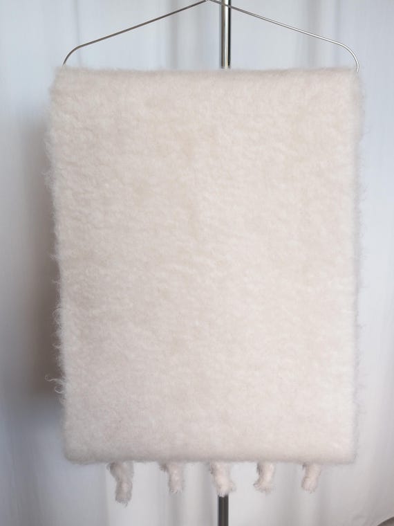 LOEWE Logo Mohair Stole Muffler Off White Vintage Aut… - Gem