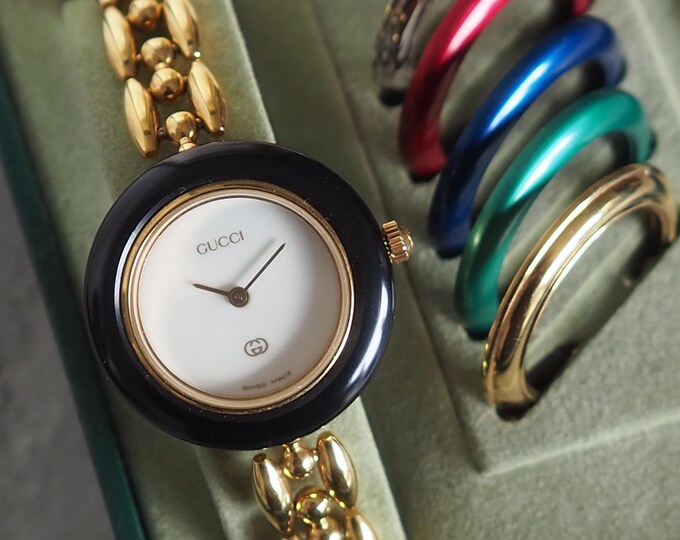 GUCCI Accessories Change Bezel 6 Colors Bangle Watch Wristwatch Gold ...