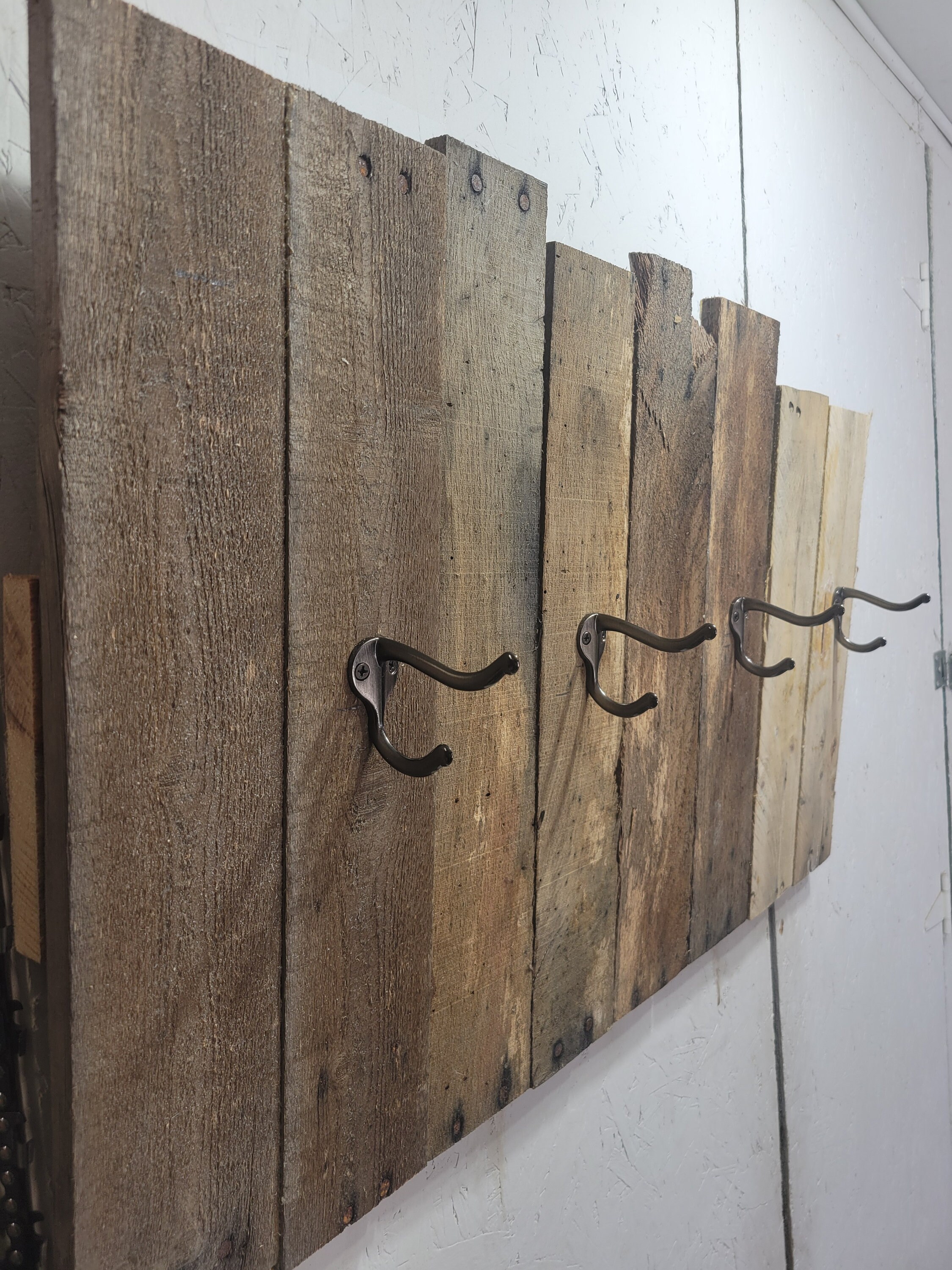 Rustic Reclaimed Wooden Wall Rack Coat Hanger Entry Way - Etsy