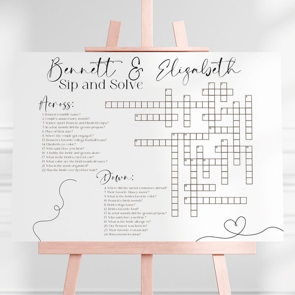 Wedding Sip and Solve Board - Etsy