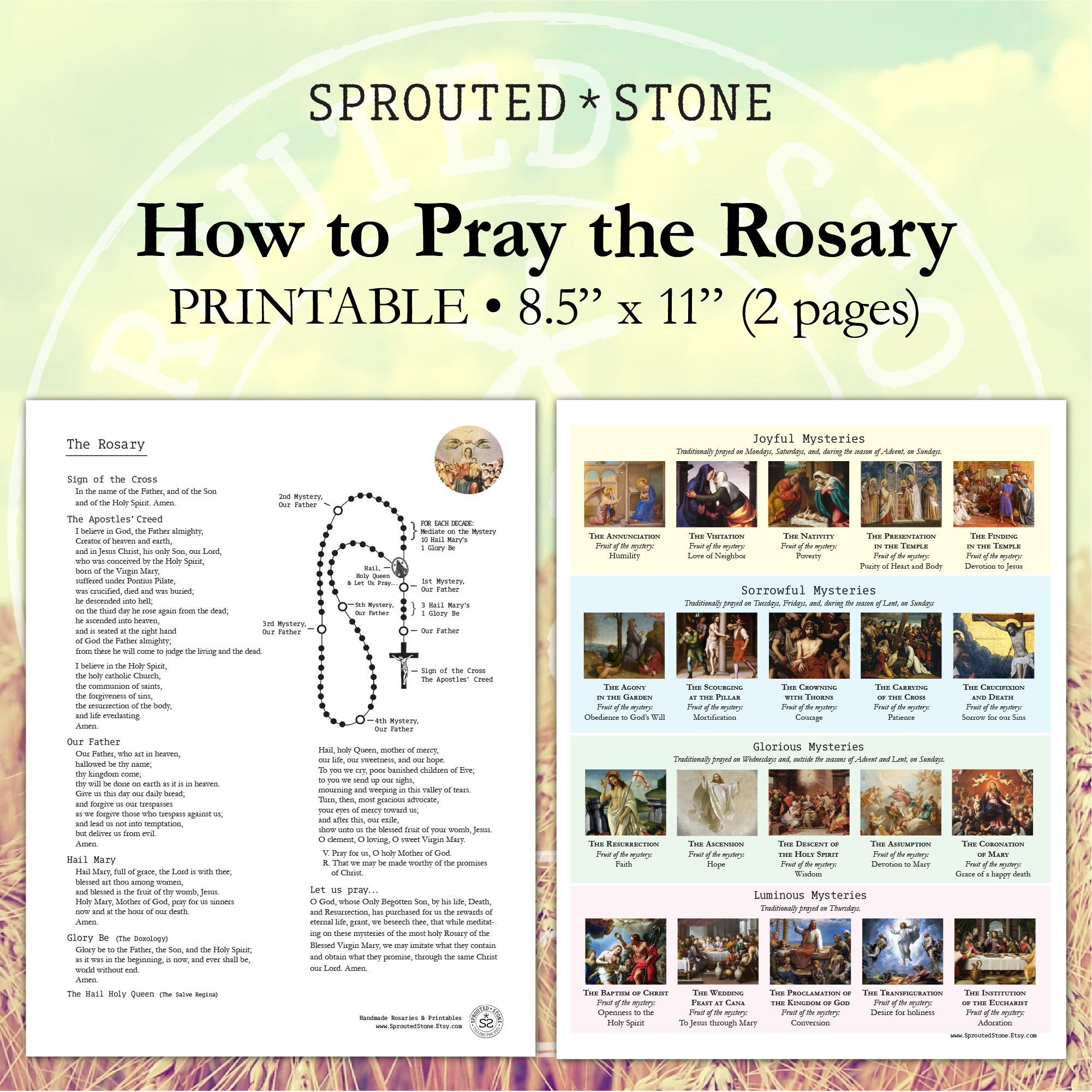 How To Pray The Rosary Printable Bookletrosary Prayer Sheet