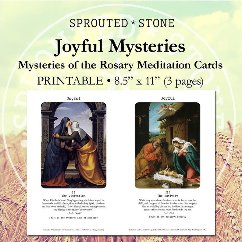 The Joyful Mysteries (mysteries of the Rosary Meditation Cards) - Etsy