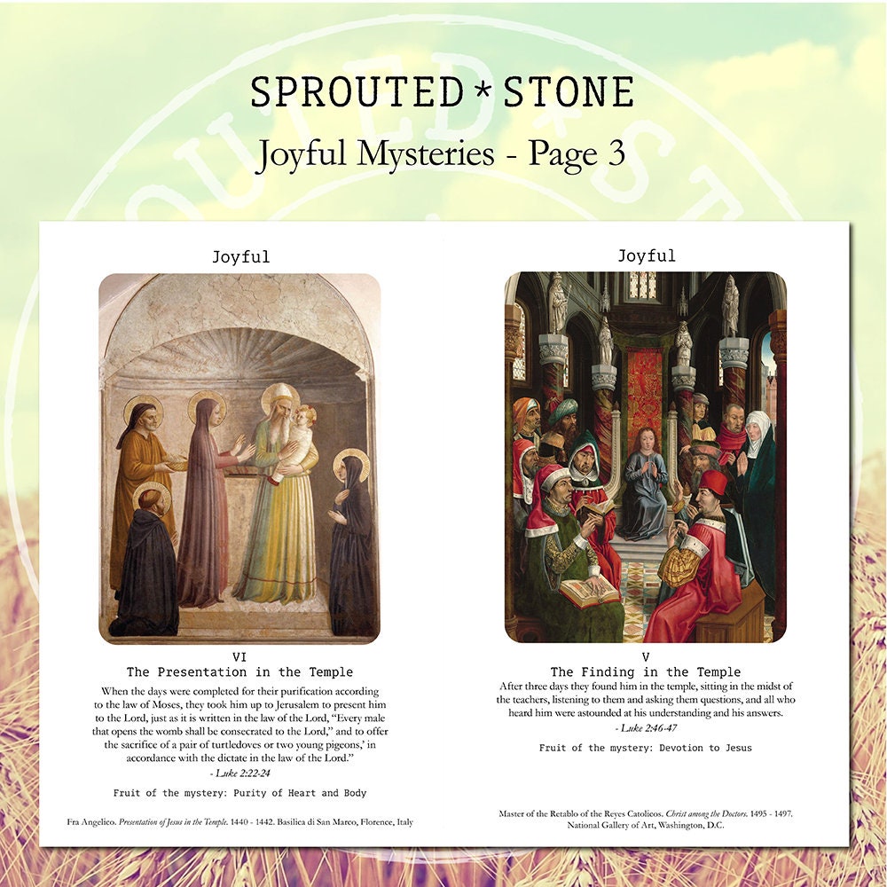 The Joyful Mysteries (mysteries of the Rosary Meditation Cards) - Etsy