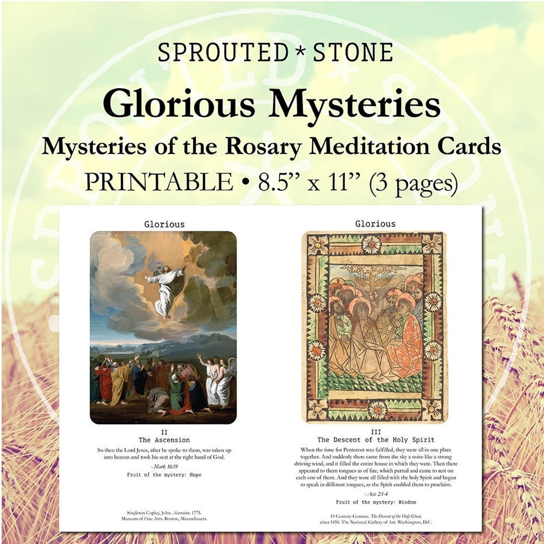 The Glorious Mysteries (mysteries of the Rosary Meditation Cards) - Etsy