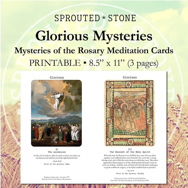 The Glorious Mysteries (mysteries of the Rosary Meditation Cards) - Etsy
