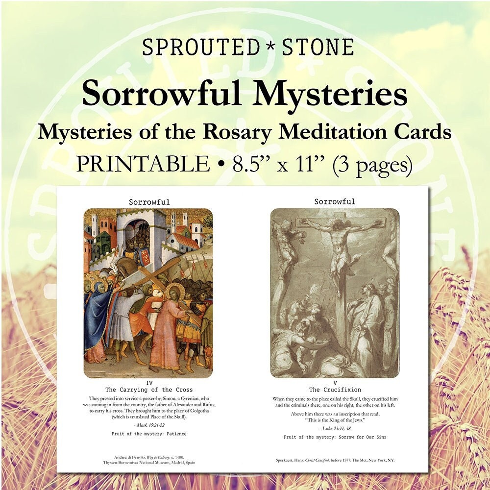 The Sorrowful Mysteries (mysteries of the Rosary Meditation Cards) - Etsy