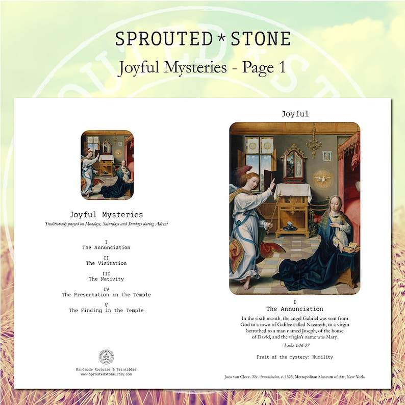 The Joyful Mysteries (mysteries of the Rosary Meditation Cards) - Etsy