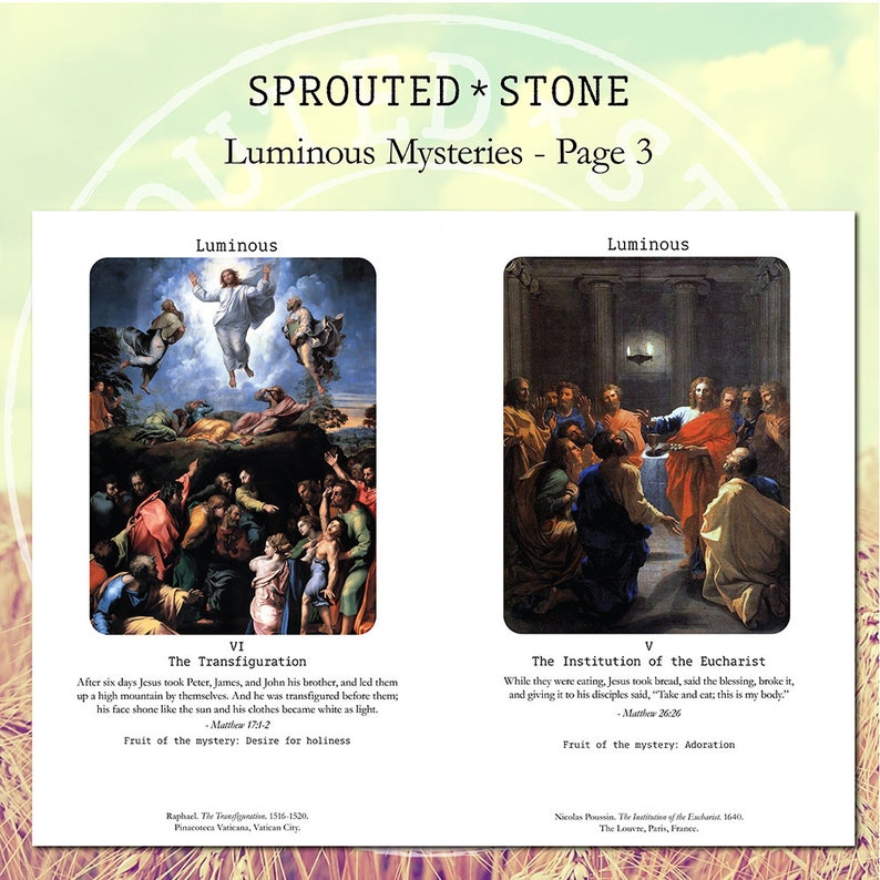 The Luminous Mysteries (mysteries of the Rosary Meditation Cards) - Etsy