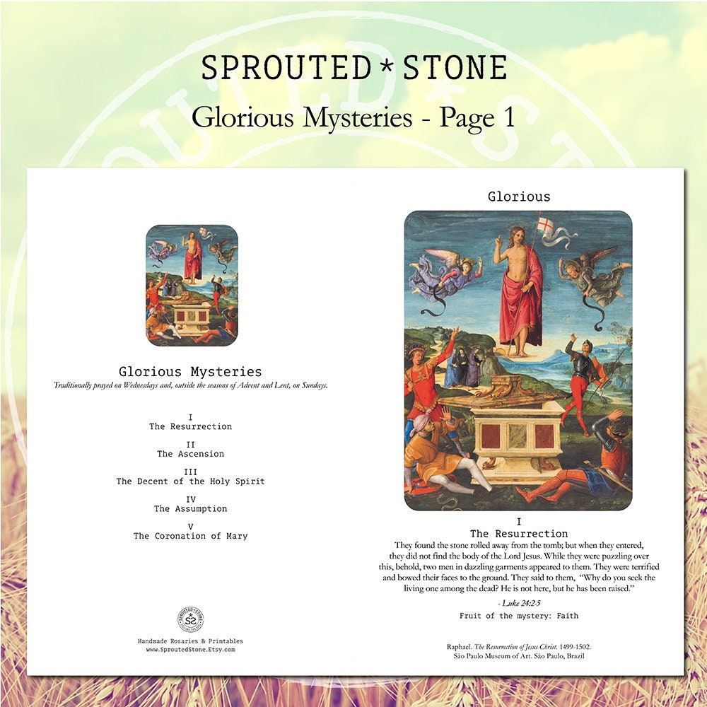 The Glorious Mysteries (mysteries of the Rosary Meditation Cards) - Etsy