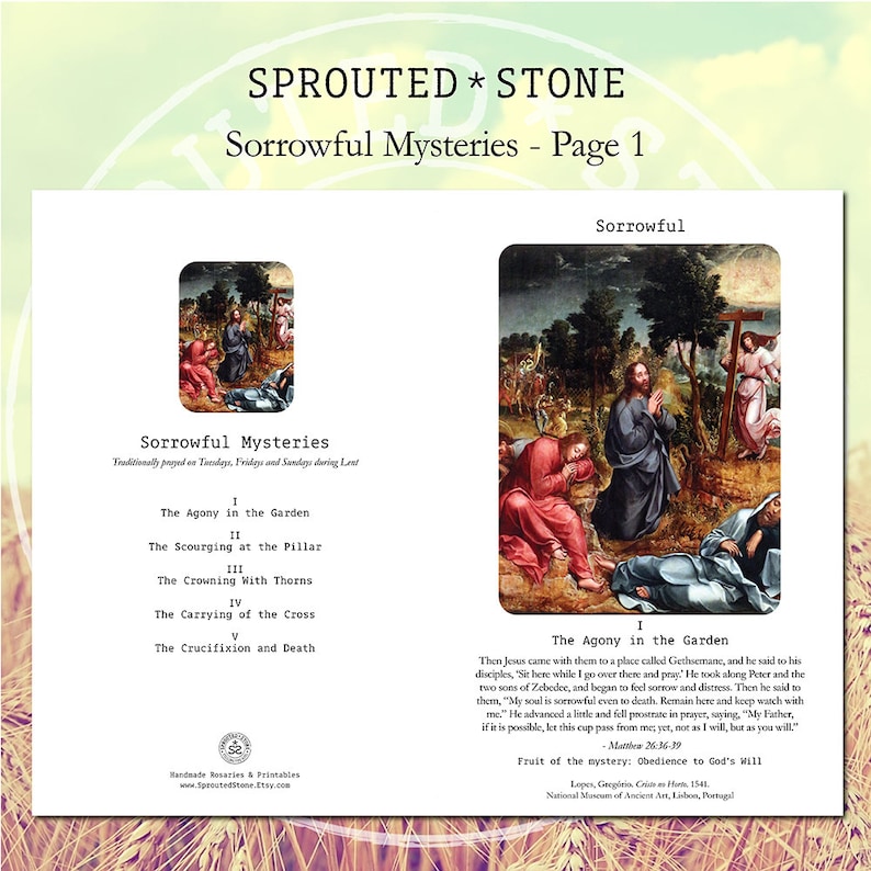 The Sorrowful Mysteries (mysteries of the Rosary Meditation Cards) - Etsy