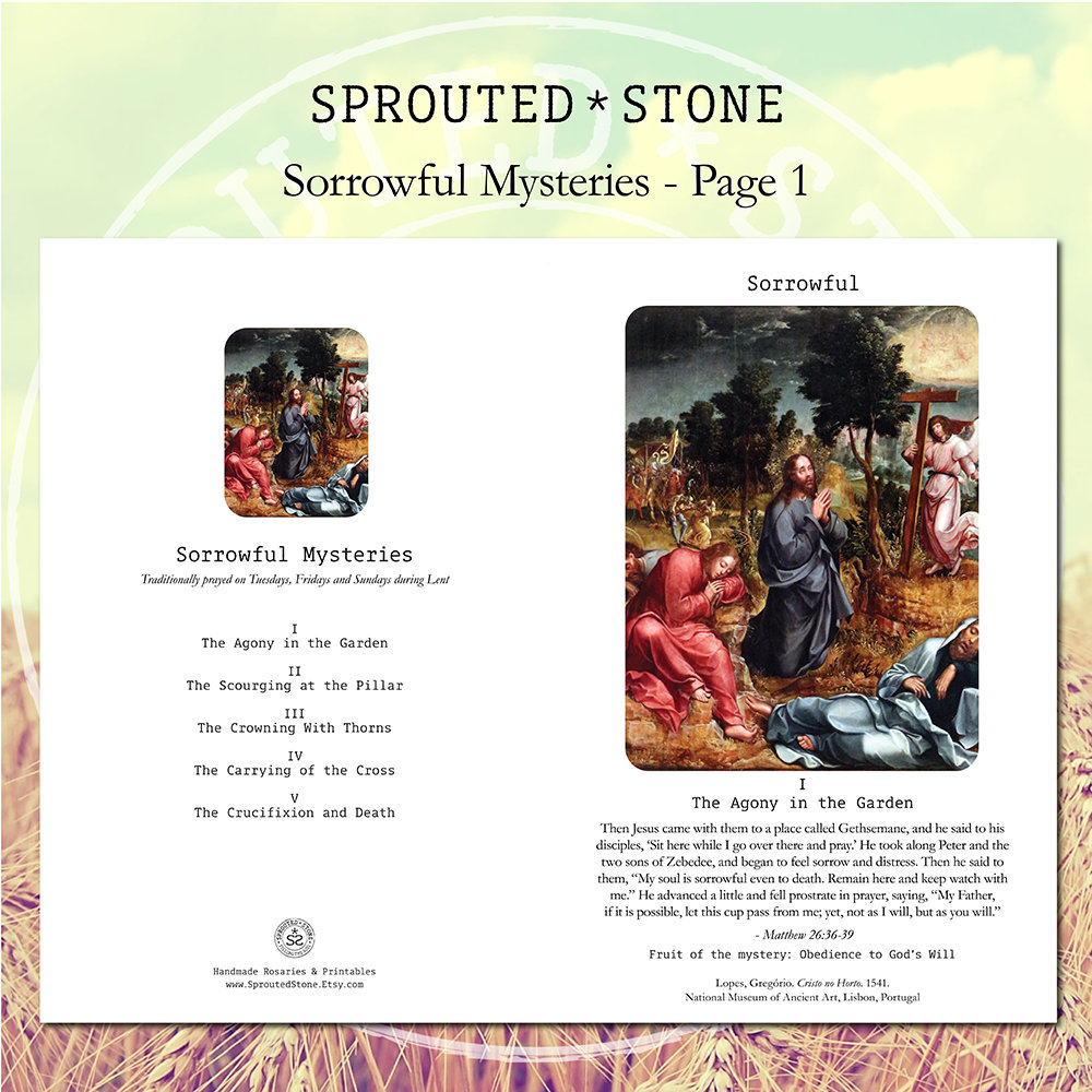 The Sorrowful Mysteries mysteries of the Rosary Meditation Cards - Etsy