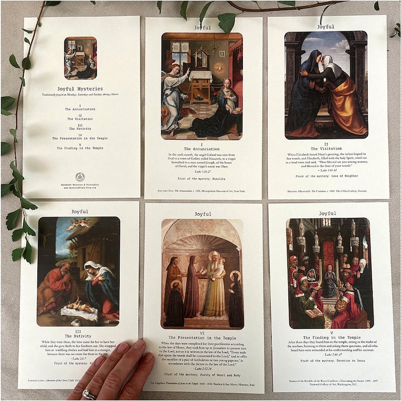 The Joyful Mysteries (mysteries of the Rosary Meditation Cards) - Etsy
