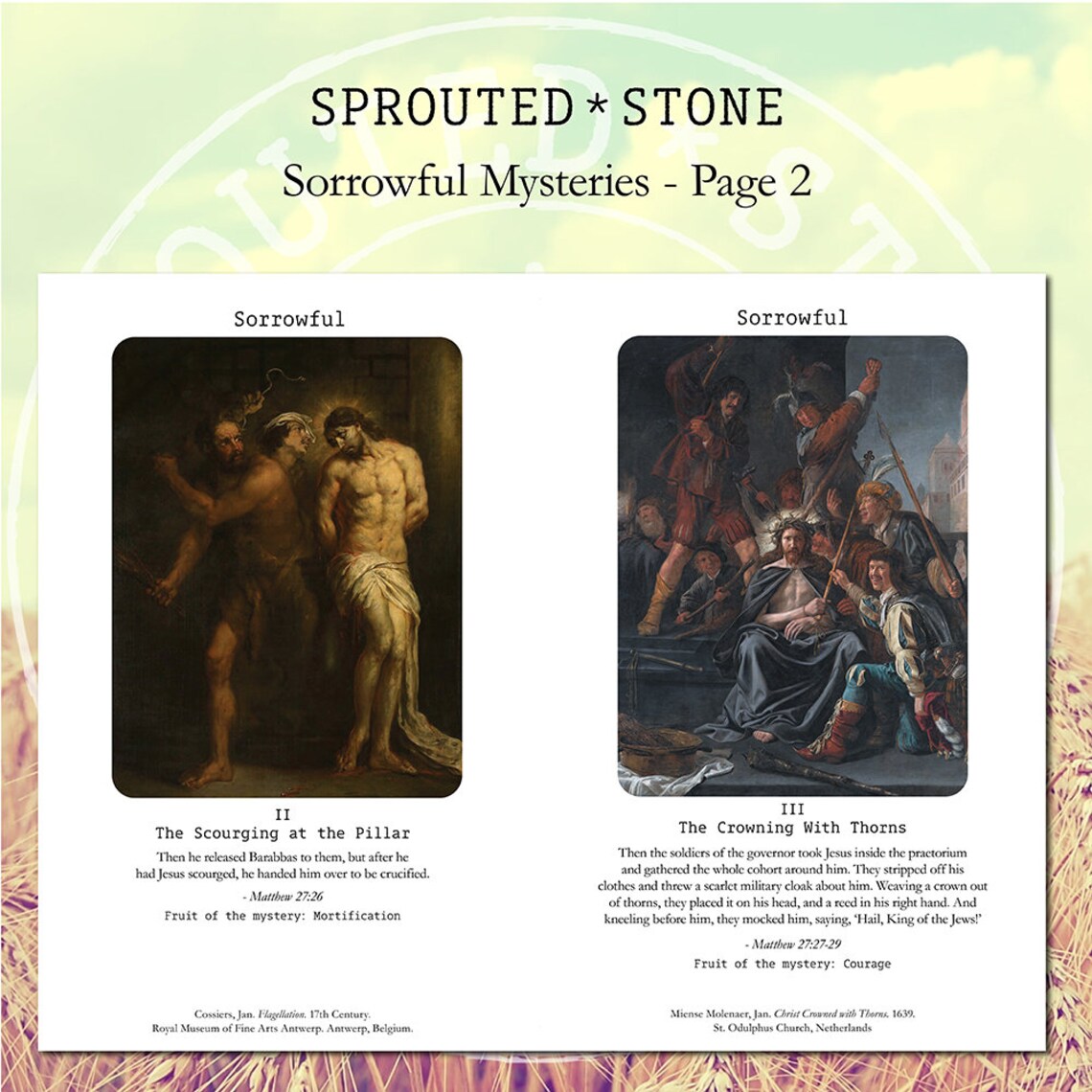 The Sorrowful Mysteries mysteries of the Rosary Meditation Cards - Etsy