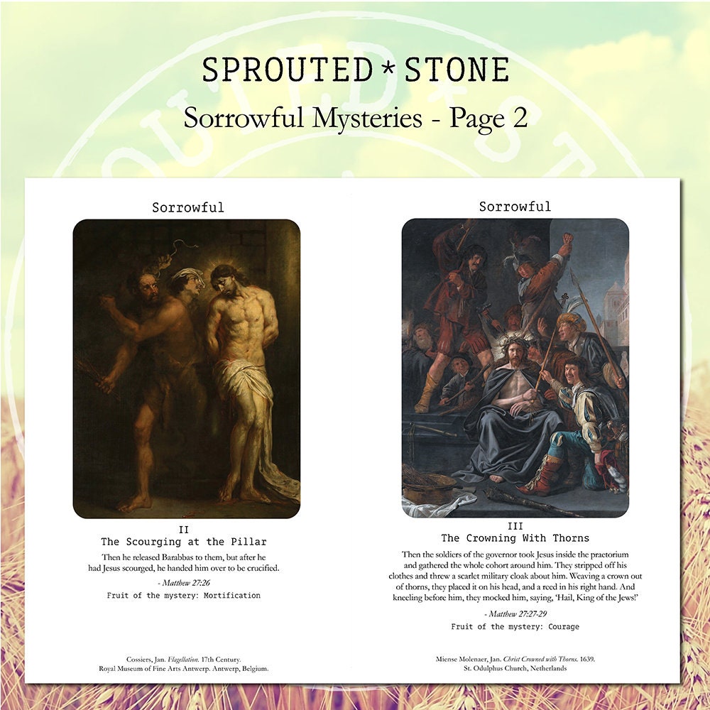 The Sorrowful Mysteries mysteries of the Rosary Meditation Cards - Etsy