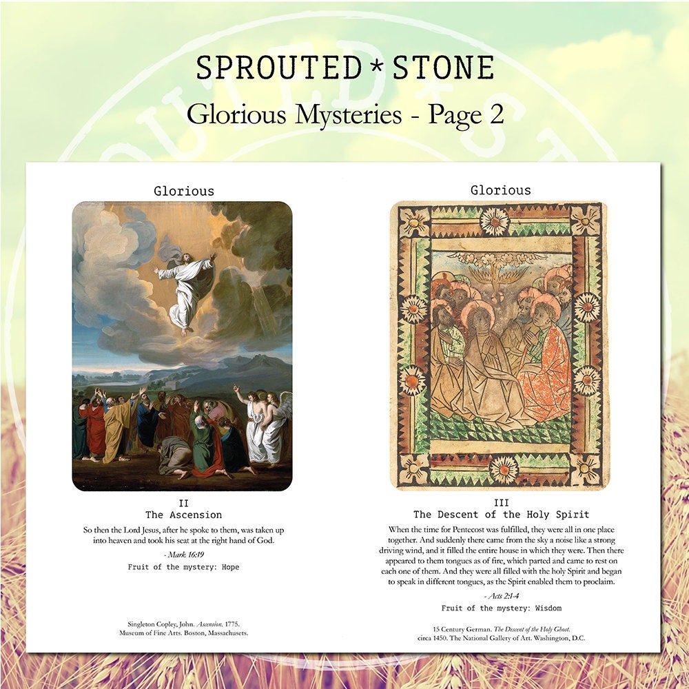The Glorious Mysteries (mysteries of the Rosary Meditation Cards) - Etsy